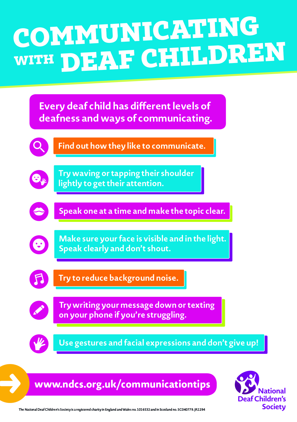 Updated NDCS 'Communicating with deaf children' flyer - BATOD