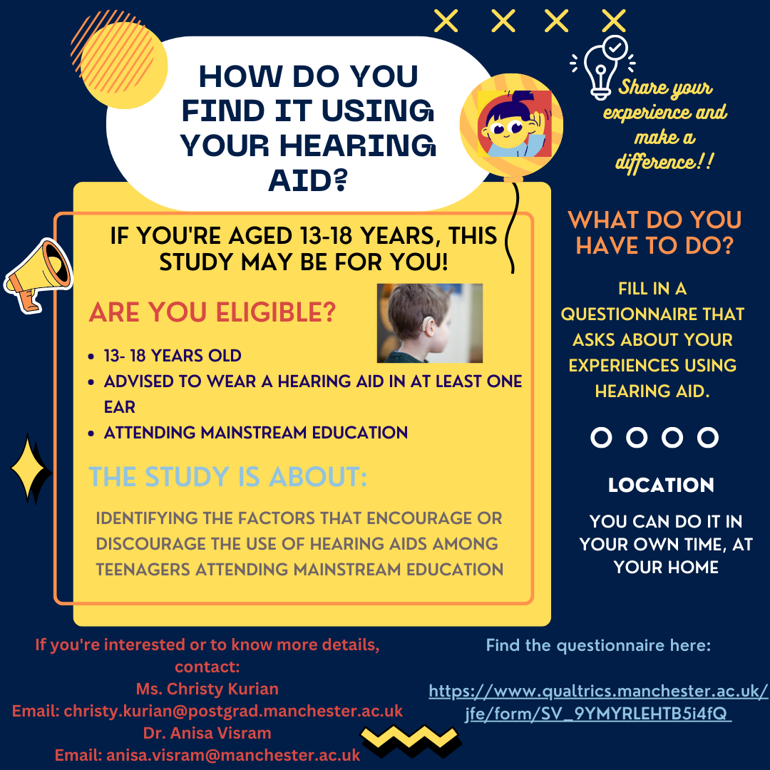 Request for support - Teenagers and hearing aid study - BATOD